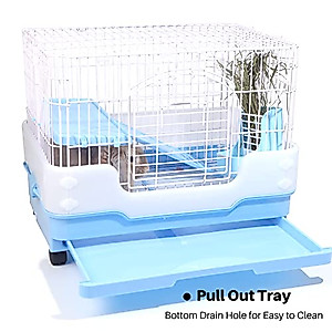 BUCATSTATE Small Animal Cage with Accessories, 25.5 * 17 * 20.8" inch Foldable Rabbit Cage Hutch with Pull Out Tray and Caster Platform for Ferret Chinchilla