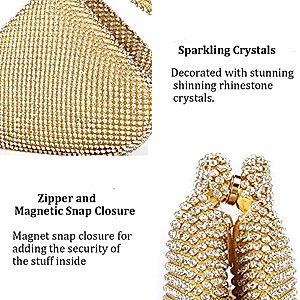 Beilaidisi Womens Triangle Bling Glitter Evening Purse Crystal Gold Wristlet Clutches Party Wedding Handbag
