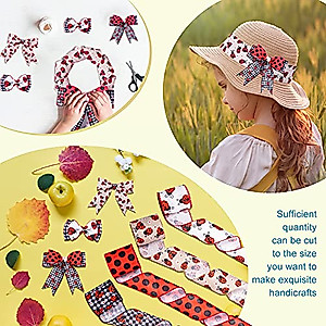 HAUTZADO 4 Rolls 2.5 Inch x 24 Yard Ladybugs Canvas Ribbons Lady Bug Wire Edged Wrapping Ribbon Red Polka Dot Wired Edge Ribbon Grosgrain Red Dot Craft Ribbon for Crafting Wrapping Party Decoration