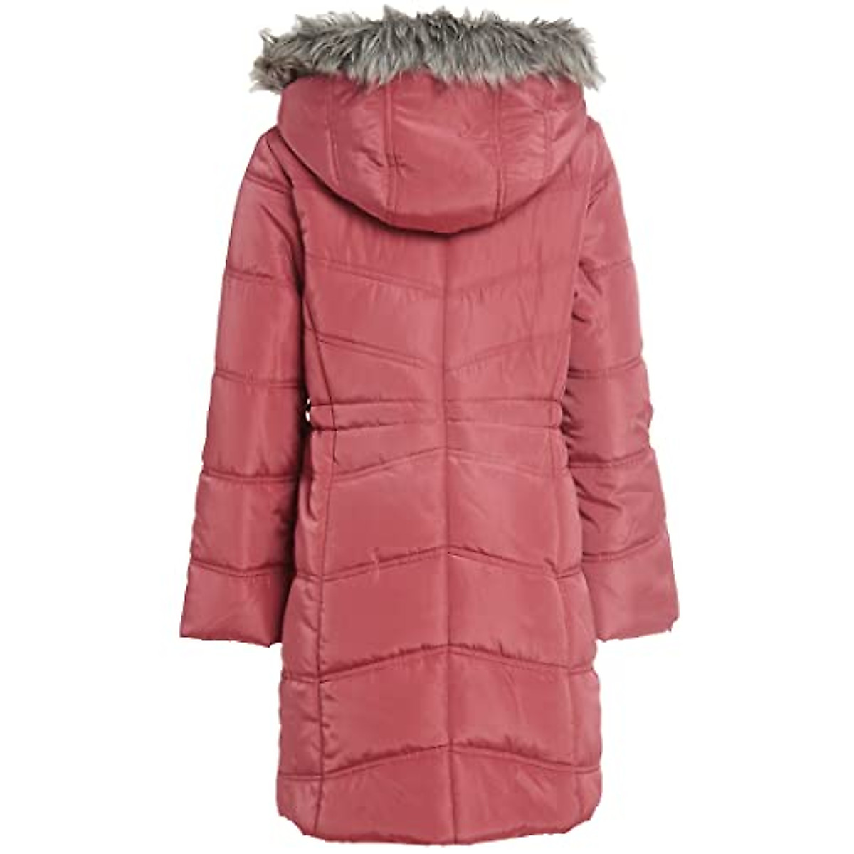 Calvin Klein Girls' Hooded Winter Puffer Jacket, Full-Length Heavy Weight Coat with Fleece Lining, Mauvewood, 5