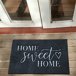 AAZZKANG Door Mats Outdoor Welcome Mat Indoor with Non Slip Rubber Backing Home Sweet Home Doormat Quickly Trap Dirt Easy to Clean Front Door Mat for Entrance Black