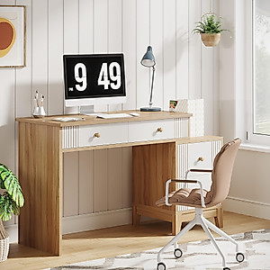 Tribesigns Computer Desk with 4 Drawers, 51-Inch Home Office Desks with Storage, Modern Wooden Executive Desk Study Writing Table Workstation for Small Space, Bedroom