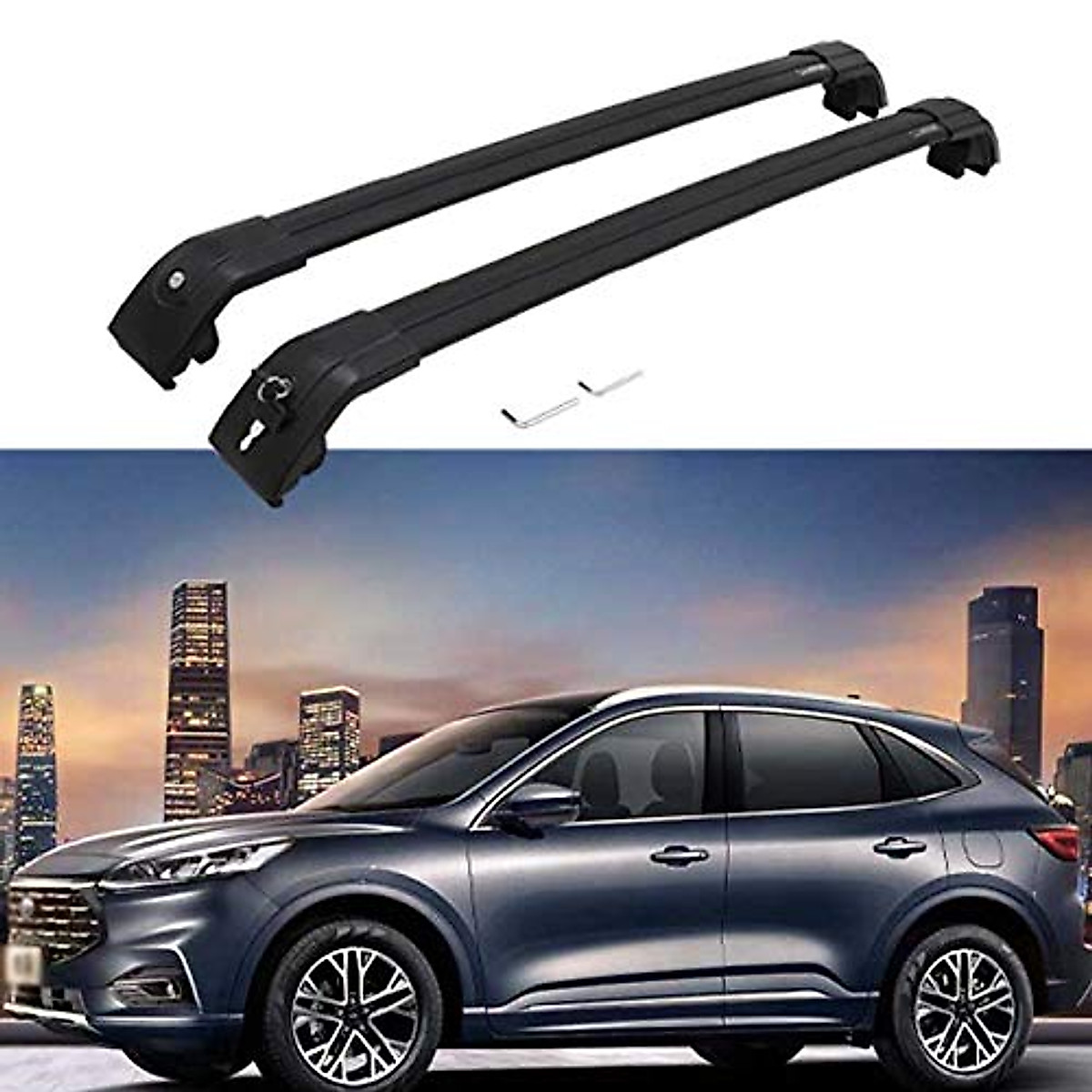 Cross Bars Roof Racks fit for 2020 2021 2022 Ford Escape SEL Titanium,Luggage Crossbars Cargo Bag Carrier Aluminum Rooftop Set Carrying Kayak Bike Canoe
