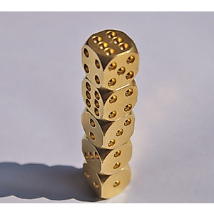 eoocvt 5 in 1 Precision Aluminum Alloy Solid Metal Dices Poker Party Game Toy Portable Dice Man Boyfriend Gift (Gold Square)