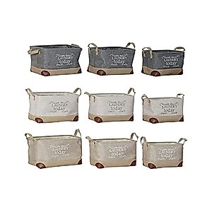 DKD Home Decor Polyester Basket Set (3 Pieces) (Reference: S3018572)