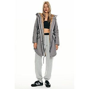 Orolay Women's Thicken Fleece Lined Parka Winter Coat Hooded Jacket with Pockets Brushed Nickel XL