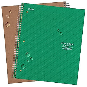 Five Star DuraShield Notebooks with Antimicrobial Front Covers, 4 Pack, 1 Subject, College Ruled Paper, 11" x 8-1/2", 100 Sheets, Black, Red, Blue, Green (820029-ECM)