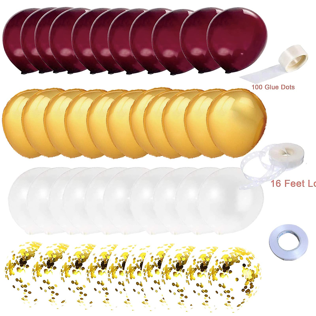 Graduation Decorations Maroon Gold 2024/Burgundy Gold Graduation Party Decorations/Burgundy Gold White Balloons 40pcs ASU/FSU Fall Bridal Shower Wedding/Fall Burgundy Birthday Decorations Women
