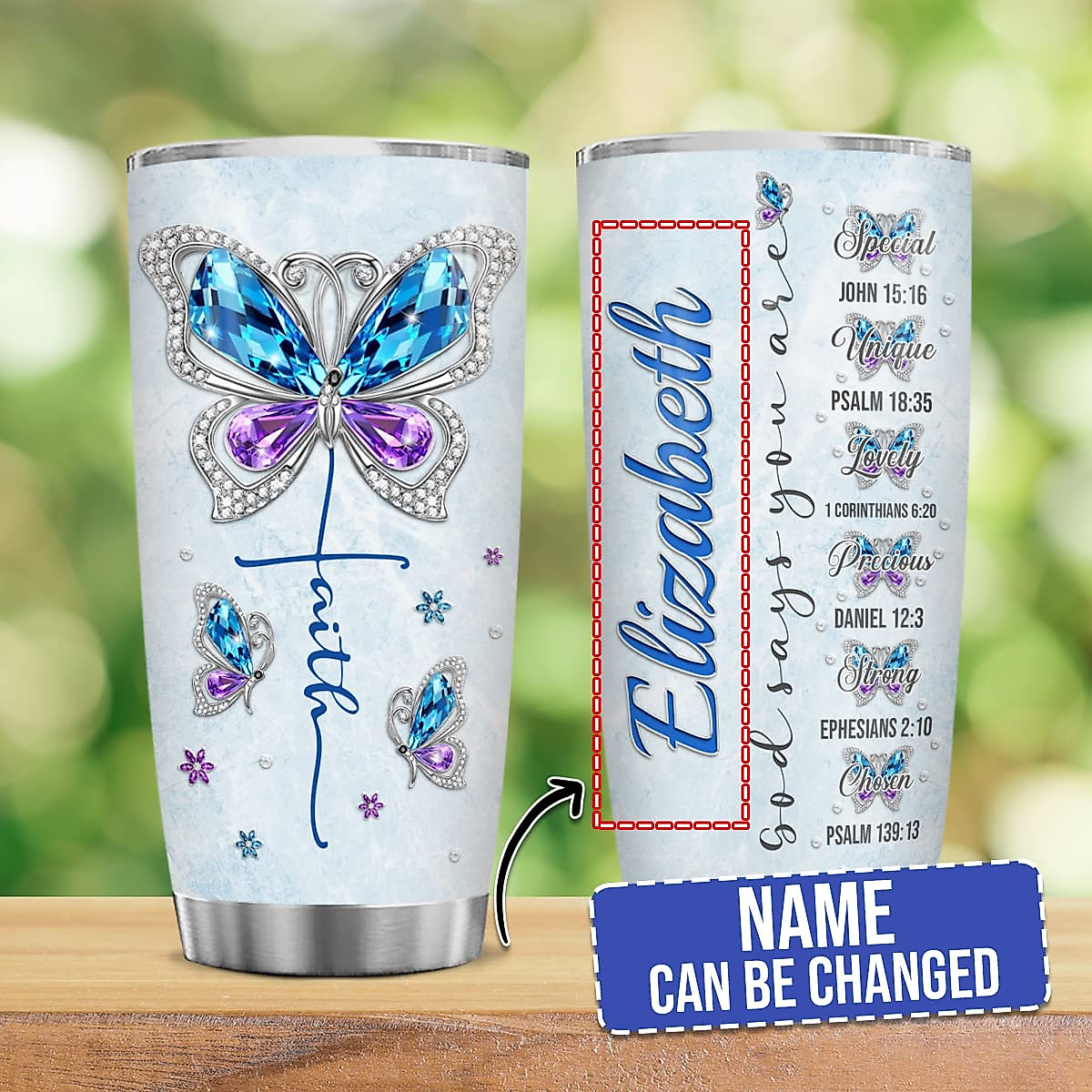 wowcugi Personalized Christian Gifts For Women Faith Tumbler 20oz 30oz Inspirational Stainless Steel Insulated Tumblers Coffee Travel Mug Spiritual Jesus Religious Christians Gift, Butterfly 1