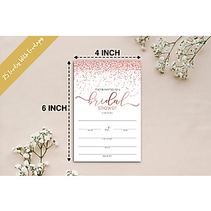 mermermu Bridal Shower Invitation Cards with Envelopes - Pink Rose Gold Fill in The Blank Bridal Shower Cards, For Weddings, Engagement, Party and Receptions Supplies, 25 Invites With Envelopes - 003