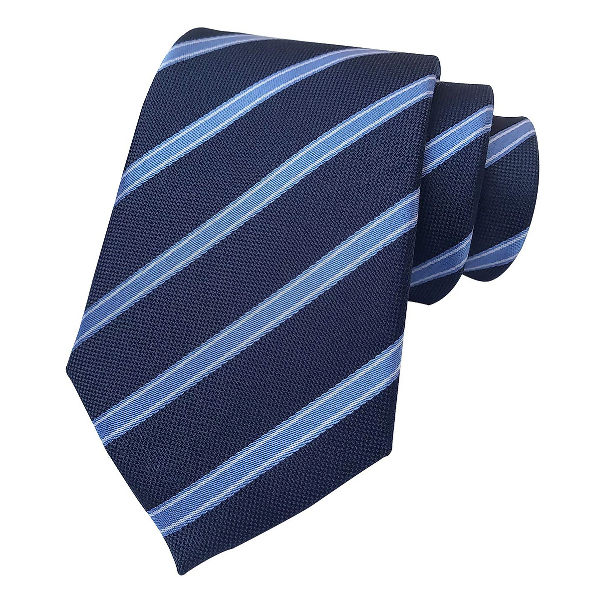 Men's Boys Navy Blue Geometric Striped Tie Trendy Patterned Fashion Casual Suit Necktie