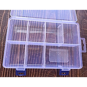 Clear Plastic Storage Box Compartments with Adjustable Dividers, Portable Transparent Beads Earring Jewelry Organizer Holder with Lid for Craft Nail Fishing Hooks Medicine Container Box, 8 Grids