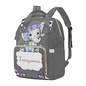 InterestPrint Custom Diaper Bag with Name, Purple Rustic Old Wood Diaper Bag Nappy Bags Travel Shoulder Daypack Mummy Backpack Custom Gift for Mom Girl