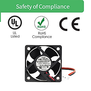 Security-01 50mm x 50mm x 20mm 5020 12V 0.30A Ball Bearing Brushless DC Cooling Fan 2pin AB5020H12 UL (Pack of 2)