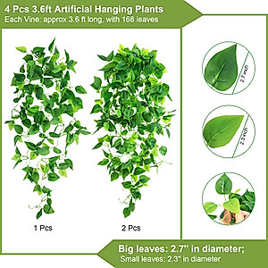 Hanging Plants 6 Pcs Faux Ferns Fake Ivy Hanging Vines Fake Plants Artificial Hanging Plants Wall Plants for Home Garden Room Party Weddings Indoor Outdoor Decorations (Green)