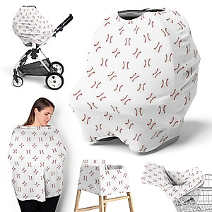 Sweet Jojo Designs Baseball Sports Boy Infant Baby Car Seat Cover Nursing Breastfeeding Shopping Cart Stroller Canopy - Red and White Americana