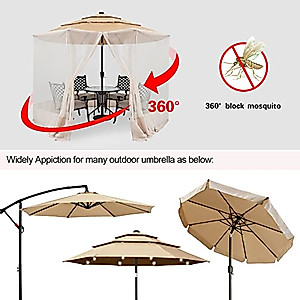 OUTDOOR WIND Upgrade 9FT-11FT Patio Umbrella Netting Beige