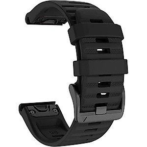 YOOSIDE Quick Easy Fit Watch Band for Garmin Fenix 6X Pro/Sapphire,26mm Soft Non-allergenic Silicone Sport Waterproof Wristband Strap for Garmin Fenix 5X/5X Plus,Fenix 3,Quatix 3,Tactix Bravo(Black)
