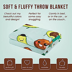 Avocado Throw Blanket, Adorable Super-Soft Extra-Large Fluffy Avocado Blanket for Adults, Kids, Boys and Girls, Fleece Cute Avocado Blanket (50 in x 60 in) Warm and Cozy Throw for Bed, Crib or Couch