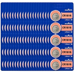 Murata CR1616 Battery DL1616 ECR1616 3V Lithium Coin Cell (100 Batteries)