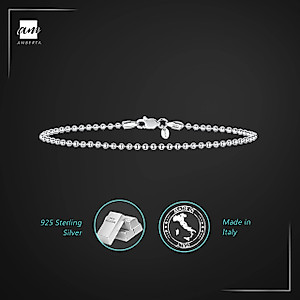 Amberta 925 Sterling Silver 2 mm Ball Chain Bracelet Length 7.5" inch / 19 cm (7.5)