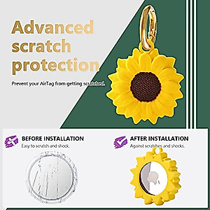 Compatible with Apple AirTag Case for AirTag Keychain ,Silicone Protective case Secure Holder with Key Ring,Anti-Scratch Case Accessories (Sunflower)