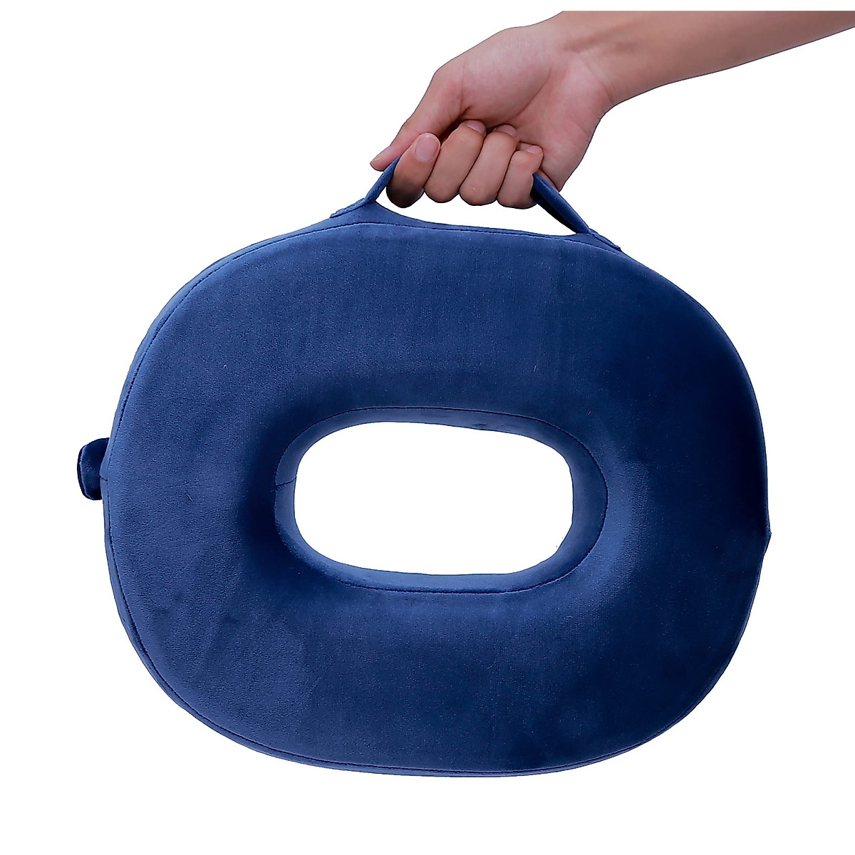 CLRUPR Memory Foam Seat Cushion - Donut Cushion for Haemorrhoid and Piles Sufferers, Suitable for Wheelchair, Car Seat, Office Or Outdoor (Navy Blue)（14.9 * 12.5 * 2.6inch）
