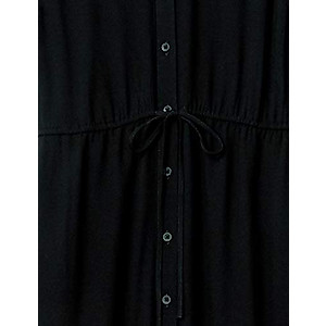 Amazon Essentials Women's Relaxed Fit Half-Sleeve Waisted Midi A-Line Dress, Black, Medium