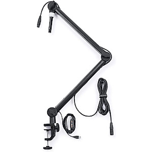 Gator Frameworks Professional Desktop Broadcast/Podcast Microphone Boom Stand with On-Air Indicator Light; Blue,Violet, & Red (GFWMICBCBM4000)