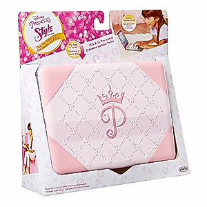 Disney Princess Girls Play Laptop Computer Style Collection Click & Go Play Laptop for Girls with Sounds & Light Up On Button Features Removable Double-Sided Play Background, for Ages 3+ , Pink