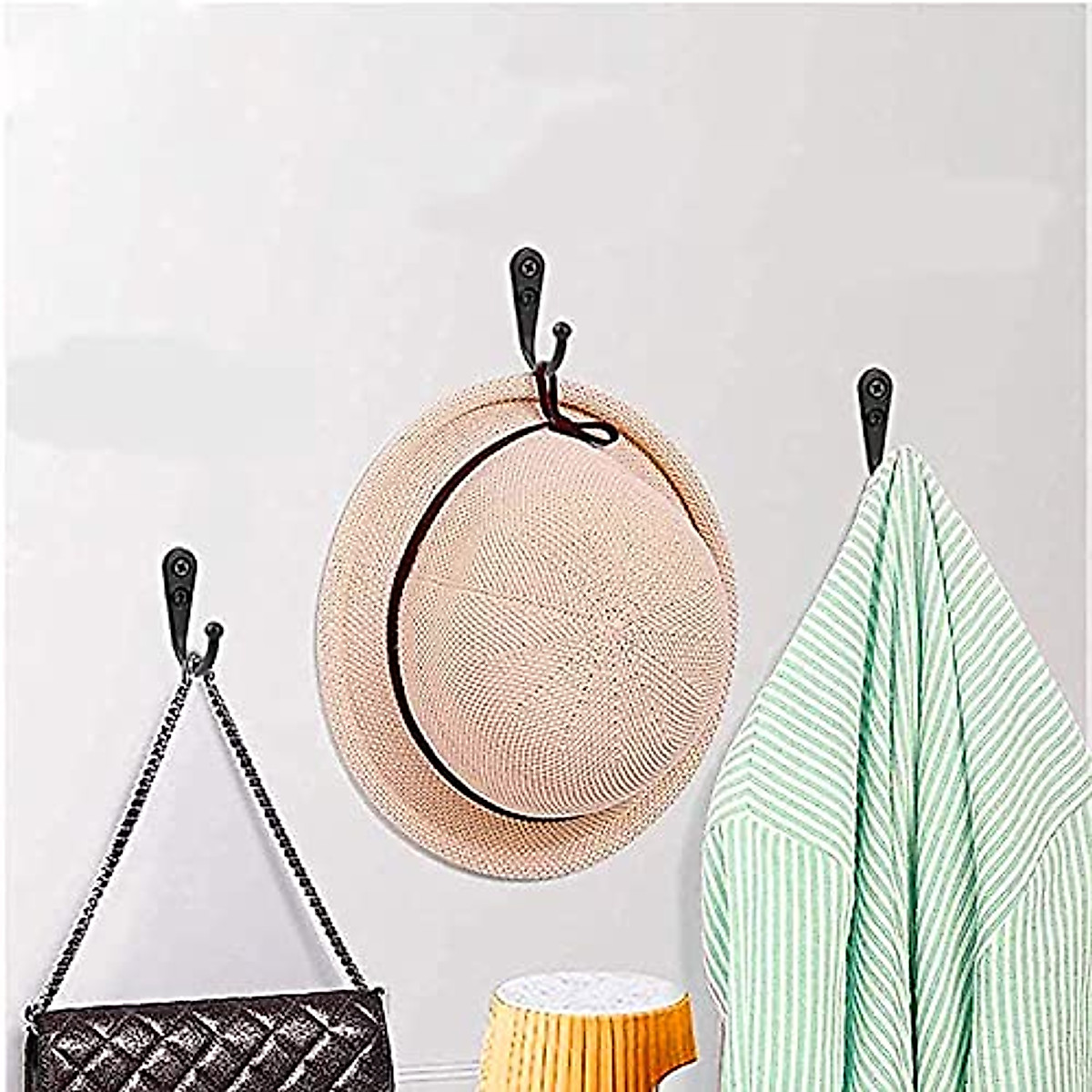 Venupple 10 Pcs Coat Hooks Wall Mounted with 20 Pieces Screws for Coat, Towel, Clothes, Bag