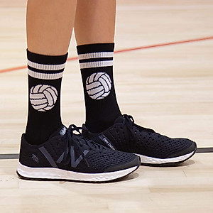 ChalkTalkSPORTS Volleyball Woven Mid-Calf Socks | Classic Ball | Black & White