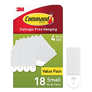 Command Small Picture Hanging Strips, Damage Free Hanging Picture Hangers, No Tools Wall Hanging Strips for Living Spaces, 18 White Adhesive Strip Pairs(36 Command Strips)