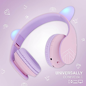 PowerLocus Kids Headphones Over-Ear, Bluetooth Wireless Headphones for Kids,with Microphone, Safe 85DB Volume Limited, Foldable with Carry Case, Audio Cable, Micro SD mode for Online Classes,PC,Phones