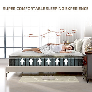 CHEVNI Queen Mattress 14 Inch Pocket Spring Hybrid Mattress, Memory Foam Innerspring Firm Mattress in a Box with Breathable Organic Cotton Cover,CertiPUR-US Certified,Black