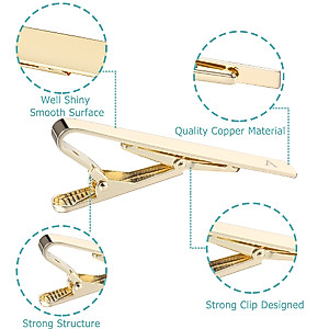 LOYALLOOK Initial Tie Clips for Men Set Tie Bar Black Blue Gold Silver Tie Clip Gift for Men Husband Letter R