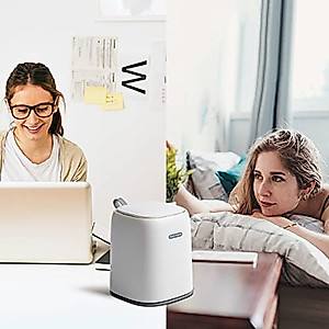 GILIF Tiny Desktop Trash Can with Lid,Mini Waste Bin with Push Button Cover with 90pcs Trash Bags,Modern Cute Small Little Plastic Countertop Garbage Bin for Car,Bathroom,Kitchen,Laundry Room (White)