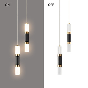 LIANGMH 2-Light Modern Kitchen Island Dimmable LED Modern Black Gold Mini Pendant Light, Bedroom Bedside Table Black Small Pendant Light