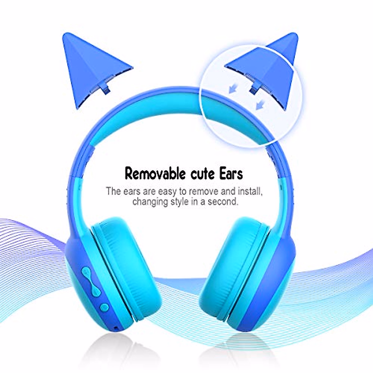 gorsun Bluetooth Kids Headphones with Microphone,Children's Wireless Headsets with 85dB Volume Limited Hearing Protection,Stereo Over-Ear Headphones for Boys and Girls (Blue)