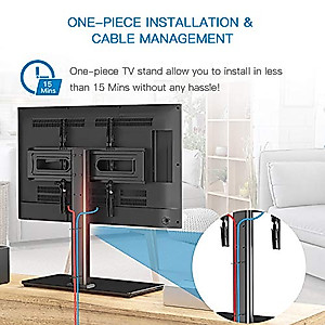 PERLESMITH Universal TV Stand Table Top TV Base for 37-75 inch LCD LED OLED 4K Flat Screen TVs-Height Adjustable TV Mount Stand with Tempered Glass Base, VESA 600x400mm, Holds up to 99lbs PSTVS11