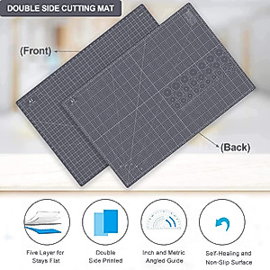 Headley Tools 24 x 36 Inch Large Self Healing Cutting Mat, Durable A1 Double Sided 5-Layer Craft Cutting Board for Fabric, Quilting, Sewing, Hobby, Scrapbooking, Arts and Crafts Project, Dark Gray