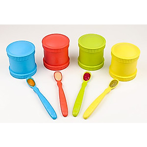 Re Play Made in the USA 4PK Infant Spoons With Travel Case - Green, Red, Yellow, Blue (Preschool)