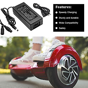 maierke 42V 2A Charger 1 Prong Smart for 36V Electric Bike Scooter Lithium Battery,Universal 36V Lithium Battery Chargers with 2 Plugs in 1 Connector (5.5mm 1-Prong DC Plug and 8mm 3-Prong) M-K1-060