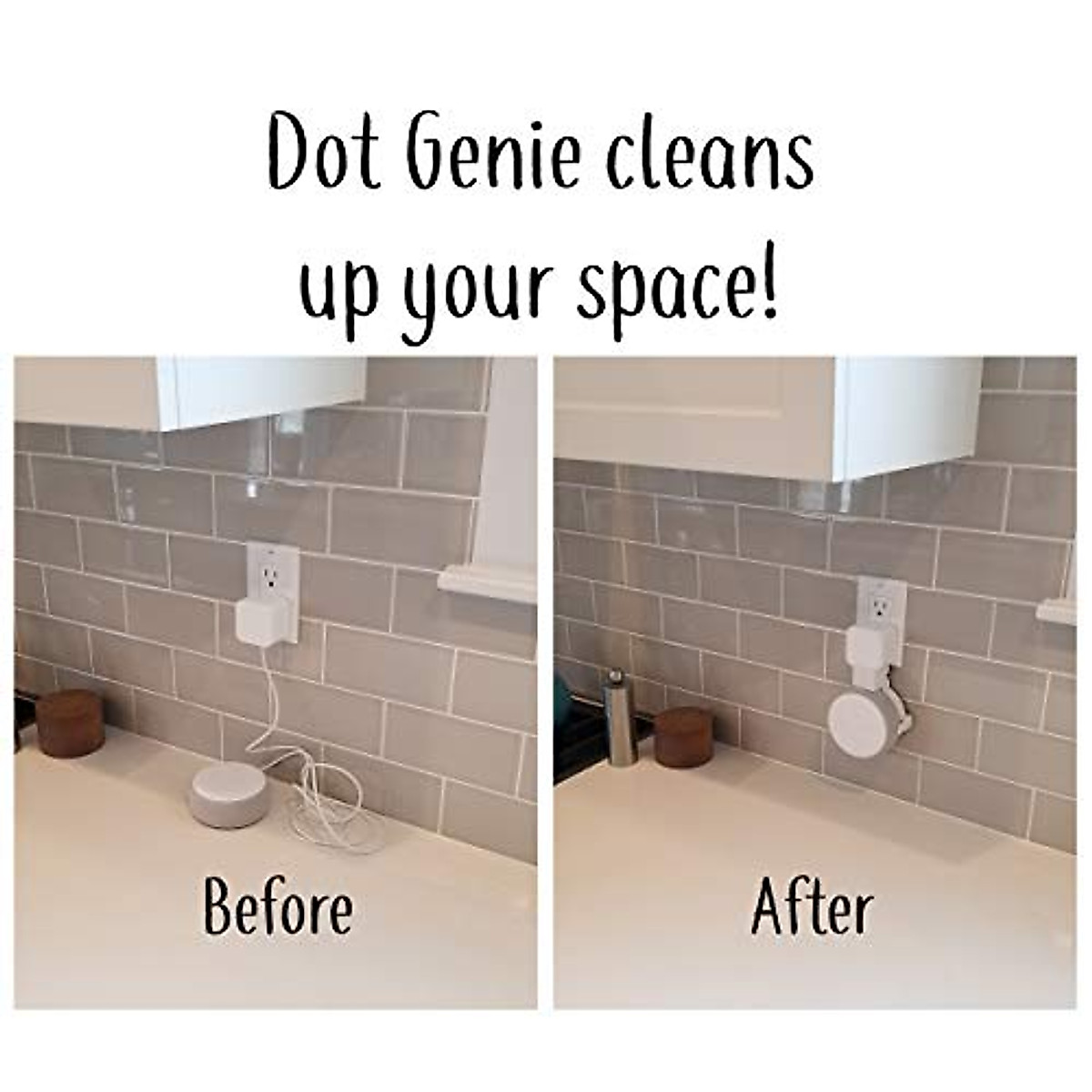 Dot Genie [Square Plug ONLY 2018-2021: Dot 3rd Gen Wall Mount | The Original Outlet Hanger | No Muffled Sound | Exposed Speaker Grill, Mics, and Lights (Black, 1-Pack)