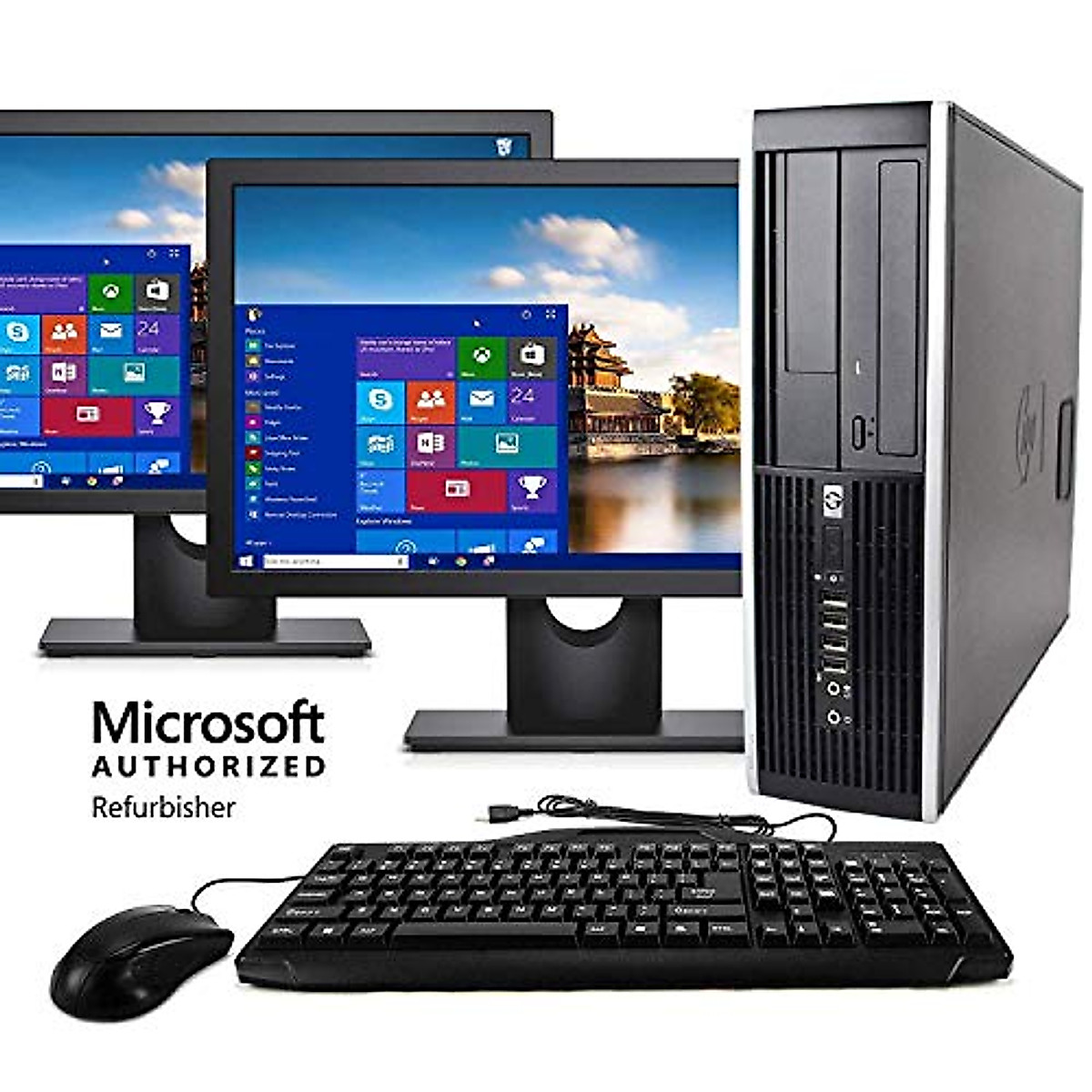 HP Elite SFF Computer Desktop (Intel Core i5 Processor, 16GB Ram, 2TB HDD, Dual 19 Inch LCD Monitor, WiFi, Bluetooth 4.0, DVD-RW, New Keyboard & Mouse) Windows 10 Home (Renewed)