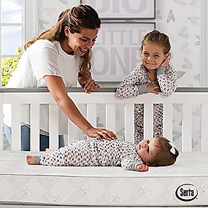 Delta Children Serta Tranquility Eco Firm 2-Stage 6" Premium Baby Crib Mattress & Toddler Mattress - Waterproof - GREENGUARD Gold Certified - 50 Year Warranty - Made in USA, 27.5x52x6 Inch, White (Pack of 1)