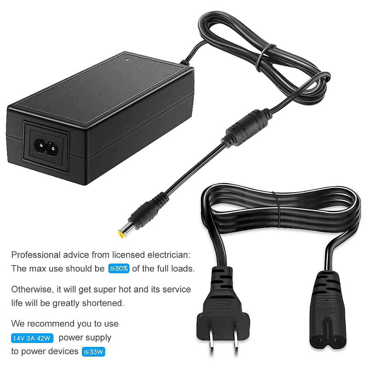 SHNITPWR 14V Power Cord for Samsung Monitor 14V 3A 2.5A 2.14A 1.78A 42W Power Supply AC DC Adapter for Samsung SyncMaster 15" 17" 18" 19" 20" 22" 23" 24" 27" Screen TFT LED LCD TV Monitor