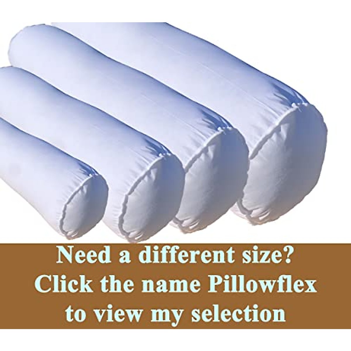 Pillowflex Bolster Pillow - 10" x 48" - Plush Polyester-Filled Insert for Decorative Shams - Comes in a Poly-Cotton Shell - Odorless, Lint, and Dust-Free, No Lumps Stuffing for Pillows (White, Round)