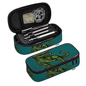 Yekiua T-Rex Surfer Pencil Case Happy Dinosaur Surfer Wearing Sunglasses Big Capacity Pencil Pouch Office College School Makeup Bag For Teens Girls Adults Student