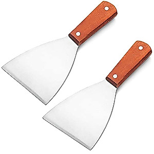 Acronde 2PCS Stainless Steel Slant Grill Griddle Spatula Scraper Diner Flat Straight Blade